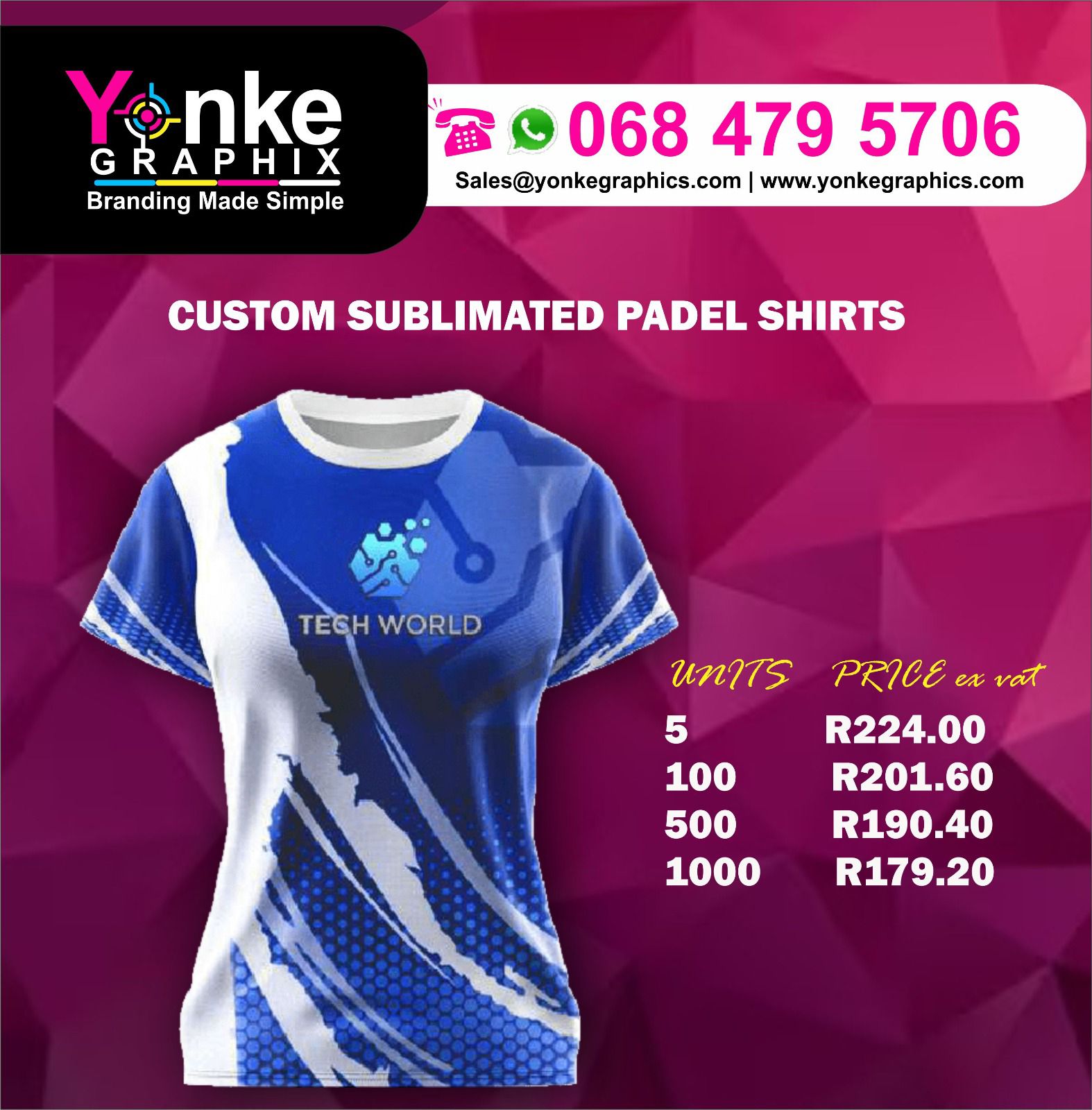Custom Sublimated Padel Shirts – Yonke Graphics